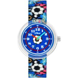 s.Oliver Quarzuhr Armbanduhr, Kinderuhr, Fußball, Geschenkidee, Geburtstag, Schulanfang bunt-blau Angesagte Kinderarmbanduhr