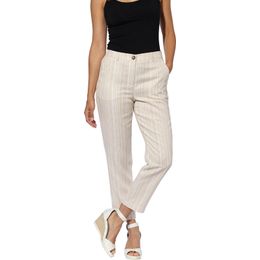 CR&Eacute;ATION L Damen Leinenhose mit Jacquard-Muster champagner-sesam-gestreift Gr&ouml;&szlig;e 40