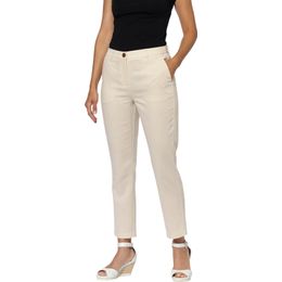 CR&Eacute;ATION L Damen Leinenhose mit Jacquard-Muster sand Gr&ouml;&szlig;e 19