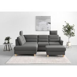 Sit & More Ecksofa SIT & MORE "Far&ouml; L-Form", grau, B:251cm H:90cm T:187cm, Sofas, Ecksofa, inklusive Federkern, wahlweise mit Bettfunktion und Bettkasten