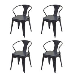4er-Set Esszimmerstuhl MCW-H10d, Stuhl K&uuml;chenstuhl, Chesterfield Metall Kunstleder Industrial Gastronomie ~ schwarz-grau