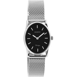Quarzuhr Oozoo, silber (silberfarben, schwarz), Armbanduhren, Damen, Armbanduhr, Damenuhr, Edelstahlarmband