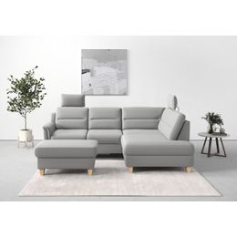 Sit & More Ecksofa SIT & MORE "Far&ouml; L-Form", grau, B:251cm H:90cm T:187cm, Sofas, Ecksofa, inklusive Federkern, wahlweise mit Bettfunktion und Bettkasten