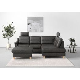 Sit & More Ecksofa SIT & MORE "Far&ouml; L-Form", grau (anthrazit), B:251cm H:90cm T:187cm, Sofas, Ecksofa, inklusive Federkern, wahlweise mit Bettfunktion und Bettkasten