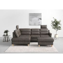 Sit & More Ecksofa SIT & MORE "Far&ouml; L-Form", braun, B:251cm H:90cm T:187cm, Sofas, Ecksofa, inklusive Federkern, wahlweise mit Bettfunktion und Bettkasten