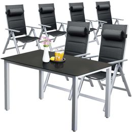 Casaria Garten-Sitzgruppe Bern Premium 7-tlg Silber Alu