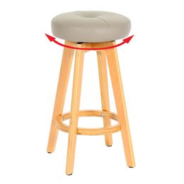 MCW Barhocker Boras, Barstuhl Tresenhocker, Holz Kunstleder drehbar ~ taupe, helle Beine