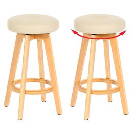 MCW 2er-Set Barhocker Boras, Barstuhl Tresenhocker, Holz Kunstleder drehbar ~ creme, helle Beine