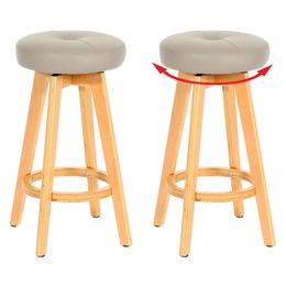 MCW 2er-Set Barhocker Boras, Barstuhl Tresenhocker, Holz Kunstleder drehbar ~ taupe, helle Beine