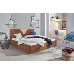 Polsterbett "Malibu", braun (braun, beige), B:172cm L:212cm, Bezug Bett: Microfaser (100% Polyester);Bonnell-Federkernmatratze: 51% Polypropylen, 39% Polyester und 10% Baumwolle;Kaltschaummatratze: 100% Polyester, Bezug abnehm- und waschbar bis 60C, Westfalia Schlafkomfort, Betten, inkl. Bettkasten bei Ausführung mit Matratze