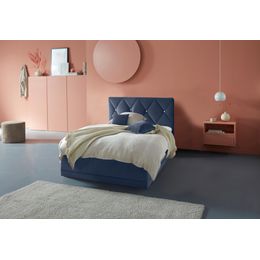 Polsterbett "Adamas", blau (königsblau), L:210, Bezug: 100% Polyester, Polsterung: Polsterwatte, Material Gestell: gepolsterter Holzwerkstoff, Westfalia Schlafkomfort, Betten, auch mit Bettkasten, Knopfheftung mit Strasssteinen