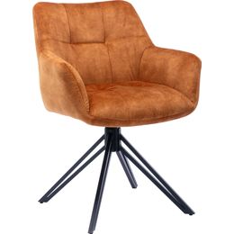 Drehstuhl Home Affaire "Soller, TOPSELLER", gelb (curry, schwarz), B:63cm H:82cm T:60cm, Stühle, Esszimmerstuhl drehbar, Metallgestell