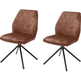 Esszimmerstuhl MCA furniture "Ottawa", braun (rostbraun, metall schwarz matt lackiert), B:54cm H:89cm T:64cm, 100% Polyester, Stühle, Vintage Veloursoptik mit Keder, Stuhl belastbar bis 120 Kg