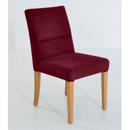 K+w Komfort & Wohnen 4-Fußstuhl K+W KOMFORT & WOHNEN "GOBY", rot (bordo, wildeiche natur), B:49cm T:66cm, Stühle, 4-Fuß-Holzstuhl in Wildeiche geölt, mit hochwertiger Polsterung