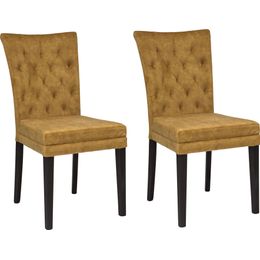 4-Fußstuhl Home Affaire "Colorado", gelb (gelbgold, wenge), B:46cm H:94,5cm T:59cm, Polyester, Stühle, Beine aus Buche, wengefarben lackiert, Im 2er, 4er oder 6er-Set