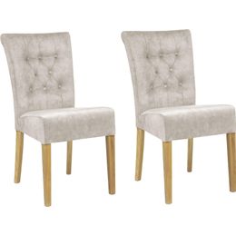 Polsterstuhl Home Affaire "Queen", weiß (milky, natur), B:46cm H:93cm T:64cm, 100% Polyester, Stühle, Esszimmerstuhl mit Knopfheftung, 2er, 4er oder 6er-Set