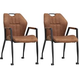 Armlehnstuhl OMG DESIGN "Point", braun (cognac, schwarz), B:55cm H:90cm T:63cm, Stühle, Esszimmerstuhl mit Rollen, Bürostuhl