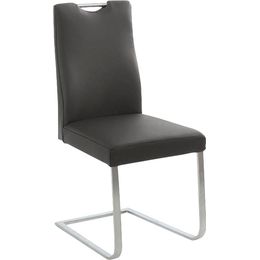 K+w Komfort & Wohnen Freischwinger K+W KOMFORT & WOHNEN "6194", braun (schoko 78, edelstahlfarbig), B:47cm H:100cm T:61cm, Stühle, mit praktischem Griff oben am Rücken, Gestell aus Edelstahl