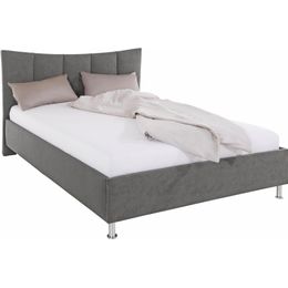 Polsterbett, grau (dunkelgrau), B:150cm L:210cm, Bezug Bett: Microfaser (100% Polyester);Bonnell-Federkernmatratze: Mischgewebe (51% Polyprophlen, 39% Polyester, 10% Baumwolle);Kaltschaummatratze: Frottee (100% Polyester), Bezug abnehm- und waschbar bis 60C, Westfalia Schlafkomfort, Betten, Polsterbett