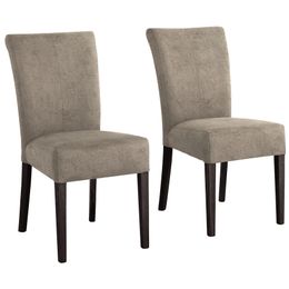 Esszimmerstuhl Home Affaire "Queen", grau (taupe), B:46cm H:93cm T:64cm, Massivholz, Stühle, Beine aus massiver Buche, wengefarben lackiert, Polsterstuhl