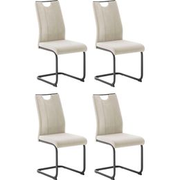Freischwinger MCA furniture "MCA TERESINA Schwingstuhl mit Griffloch", braun (cappuccino, schwarz), B:44cm H:96cm T:58cm, Polyester, Stühle, (4er-Set), Schwingstühle mit Griffloch, Komfortsitzhöhe von ca. 48 cm