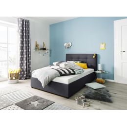 Lüttenhütt Polsterbett LÜTTENHÜTT "Endres", grau (anthrazit), B:133cm L:210cm, imgrägnierte Struktur (100% Polyester), Betten, mit Bettkasten, wahlweise ohne Matratze/Lattenrost oder incl. Matratze