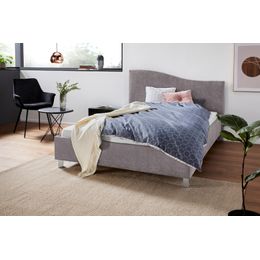 Polsterbett, grau, B:152cm H:100cm L:210cm, Bezug Bett: Velours mit grober Lederoptik (100% Polyester);Bonnellfederkernmatratze: 51% Polypropylen, 39% Polyester, 10% Baumwolle;Kaltschaummatratze: 100% Polyester, Bezug abnehm- und waschbar bis 60C, Westfalia Schlafkomfort, Betten, Polsterbett