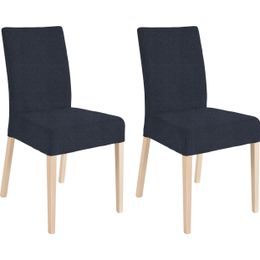4-Fußstuhl Home Affaire "Umag", blau (dunkelblau (capulet 4010), silberfarben), B:46,5cm H:94cm T:59,5cm, Massivholz, Polyester, Stühle, Sitz und Rücken gepolstert