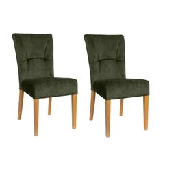 4-Fußstuhl Home Affaire "Henry", grün (amour 5514, eiche natur), B:46cm H:93cm T:64cm, Polyester, Stühle, Sitz und Rücken gepolstert