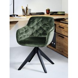 Schalenstuhl Jahnke "KENSINGTON TWIST LOCK", grün (flaschengrün, schwarz matt, schwarz), B:57,5cm H:80,5cm T:59,5cm, Polyester, Stühle, Twistlock - dreht sich in Ausgangsposition zurück