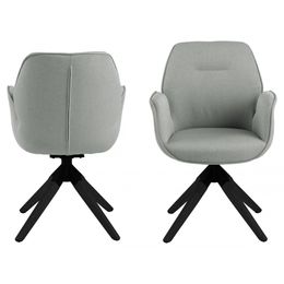 Esszimmerstuhl ACTONA GROUP "Alma", grau (hellgrau, matt schwarz), B:60,5cm H:91cm T:58,5cm, 100% Polyester, Stühle, mit eleganten Kedern, Drehstuhl mit Rückholfunktion