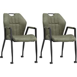 Armlehnstuhl OMG DESIGN "Point", grün (moss, schwarz), B:55cm H:90cm T:63cm, Stühle, Esszimmerstuhl mit Rollen, Bürostuhl