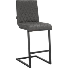 Bistrostuhl Inosign "Janelle", grau (anthrazit, schwarz), B:42cm H:104cm T:52cm, Stoff, Stühle, Sitz und Rücken gepolstert, Nähte am Sitz und Rücken, Sitzhöhe 65 cm