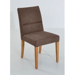 K+w Komfort & Wohnen 4-Fußstuhl K+W KOMFORT & WOHNEN "GOBY", braun (braun, wildeiche natur), B:49cm T:66cm, Stühle, 4-Fuß-Holzstuhl in Wildeiche geölt, mit hochwertiger Polsterung