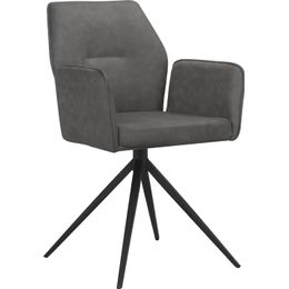 Esszimmerstuhl Places of Style "Ozias", grau (anthrazit, schwarz), B:56cm H:88cm T:59cm, Stoff, Stühle, Sitz und Rücken gepolstert, Gestell aus Metall schwarz, Sitzhöhe 50 cm