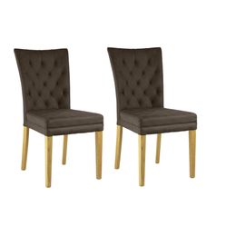 4-Fußstuhl Home Affaire "Colorado", braun (braun, eiche natur), B:46cm H:94,5cm T:59cm, Polyester, Stühle, bequeme Polsterung, Gestell Massivholz wenge oder eiche natur