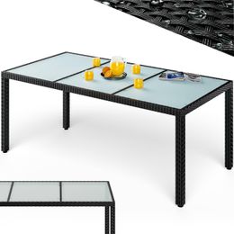 Casaria Polyrattan Gartentisch Schwarz 190x90x75cm Glas