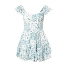 Hollister Kleid Damen Größe 36 cyanblau / hellblau / weiß