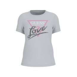 Guess T-Shirt 'Liebe' Damen Gr&ouml;&szlig;e XL grau / anthrazit / pink / wei&szlig;