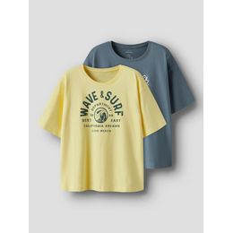 name it T-Shirt 'NKMVICTOR' Jungen Größe 158/164 navy / senf / dunkelgrün / weiß