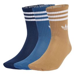 adidas originals Socken '3-Stripes Crew 3 Pairs' Damen Größe 34/36 sand / marine / hellblau / weiß