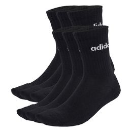 adidas Sportswear Sportsocken 'Linear Crew Cushioned 6 Pair Pack' Damen Größe 40/42 schwarz / weiß