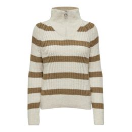 Only Pullover 'Leise Freya' Damen Gr&ouml;&szlig;e S khaki / wei&szlig;