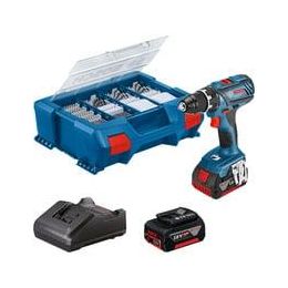 Bosch Akku-Bohrschrauber GSR 18V-28 Professional, 18Volt blau/schwarz, 2x Li-Ionen Akku 3,0Ah, 82-teiliges Zubeh&ouml;r-Set