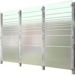 STAKET PRO Zaun, H/L: 191cm x 3,23m, Pfosten: 4 Stk., silber, Zaunelemente, Glaszaun, Gesamtl&auml;nge: 3,23 m, 4 Pfosten