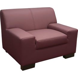 Sessel DOMO collection, B:110cm H:74cm T:85cm, rot, NaturLEDER in Sitz und R&uuml;cken. Korpus in passendem Kunstleder SOFTLUX bezogen;Struktur