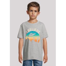 F4NT4STIC M&auml;dchen T-Shirt "I Believe UFO Alien Sonnenuntergang", grau, Gr. 146, Obermaterial: 100% Baumwolle, Shirts, Premium Qualit&auml;t