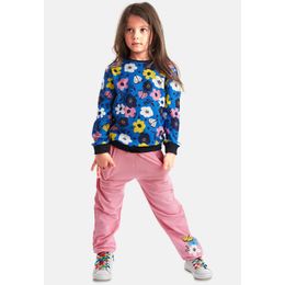DENOKIDS Jungen Hausanzug "Flower Garden", Gr. 104, blau, 65% Polyester;30% Viskose;5% Elasthan, geblümt, Homewear-Sets, mit Blumenaufdruck