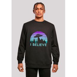 F4NT4STIC Herren Sweatshirt "I BELIEVE UFO Alien Raumschiff Retro", schwarz, Gr. M, Obermaterial: 50% Baumwolle, 50% Polyester, Sweatshirts, Premium