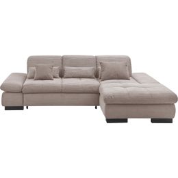 Ecksofa, B:284cm H:80cm T:190cm, grau, SET ONE BY Musterring, 100% Polyester, Wohnzimmer, Sofas, "SO4100 V", mit verstellbaren Kopfteilen, wahlweise